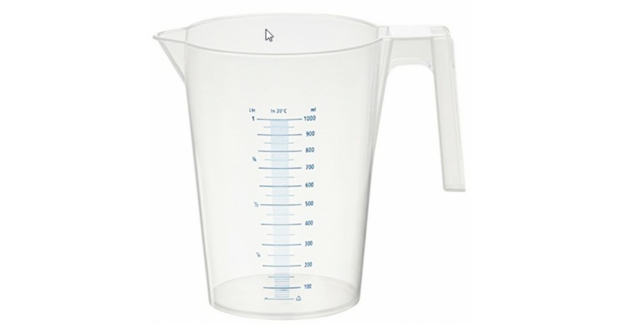 bécher gradué en ml en plastique PP avec poignée 1 litre - Accessoires de nettoyage - nettoyer ...